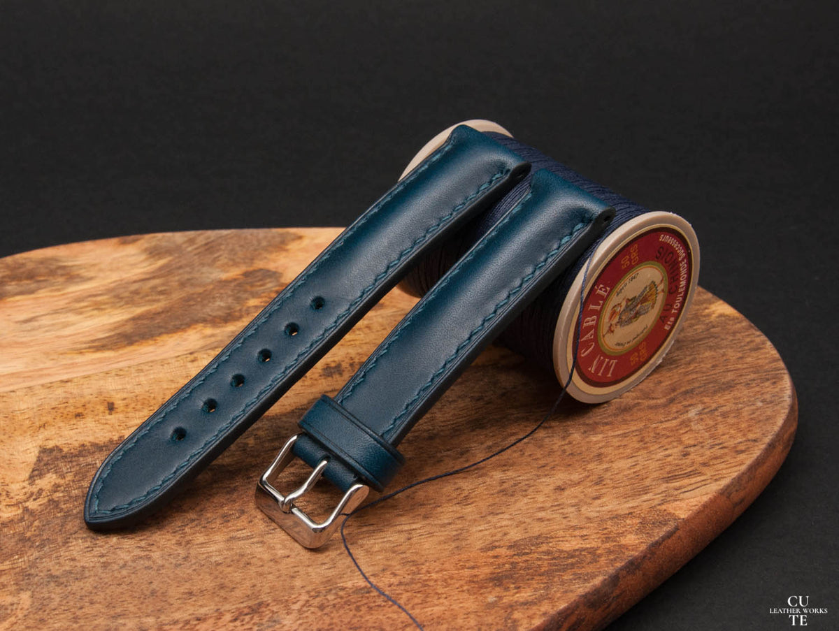 WALPIER BUTTERO Blue Padded Leather Watch Strap - Omega/Rolex/Tudor ...